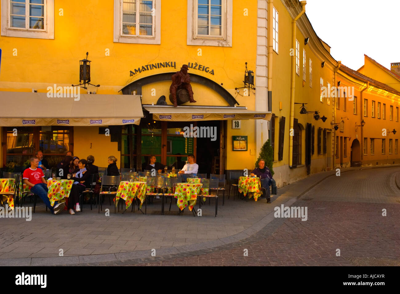 Restaurant terrace Rotuses aikste Vilnius Lithuania Stock Photo - Alamy