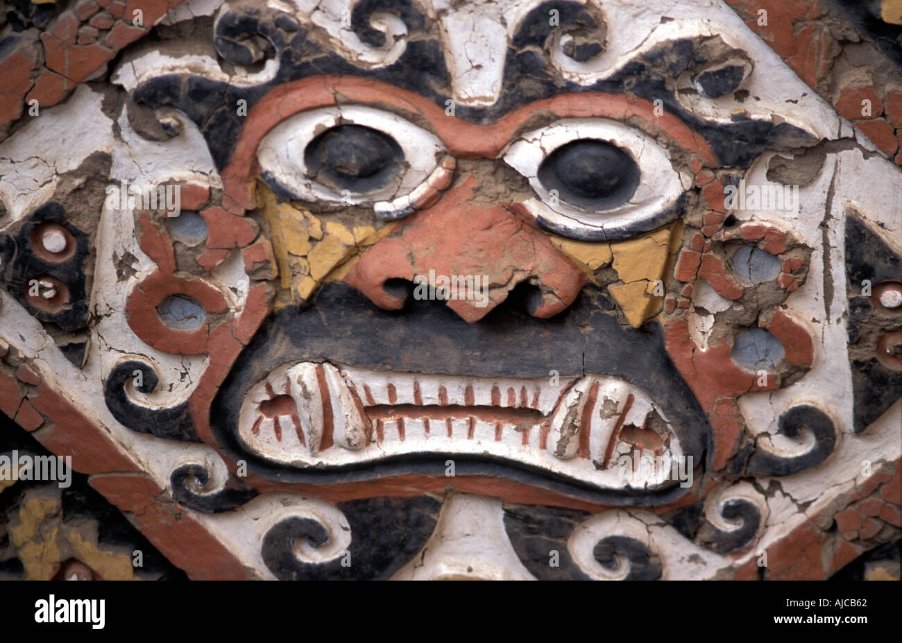 Huata de la Luna a Moche pyramid near Trujillo Painted adobe bas relief ...