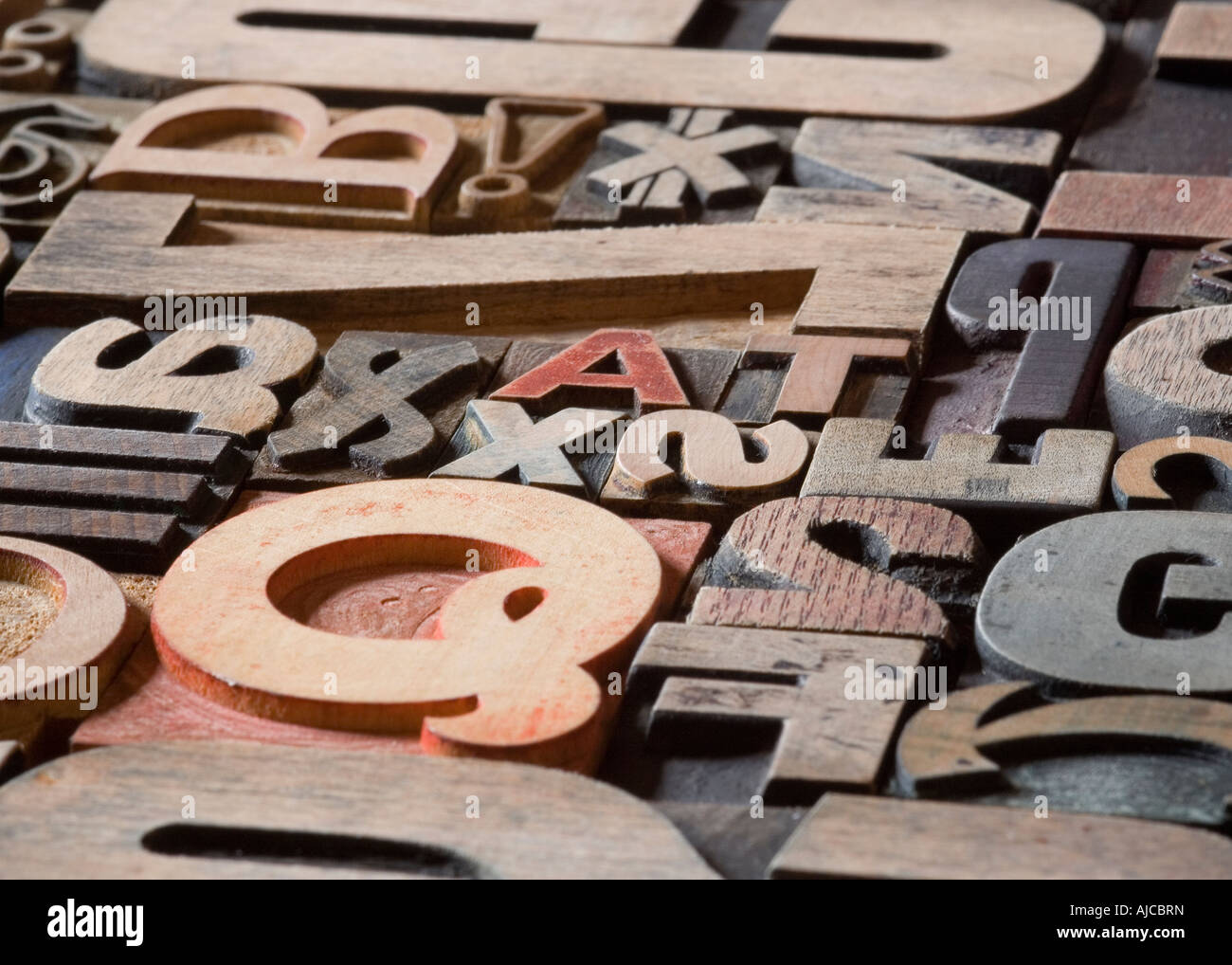 Old Victorian printing letters for a letterpress to print the reversed ...