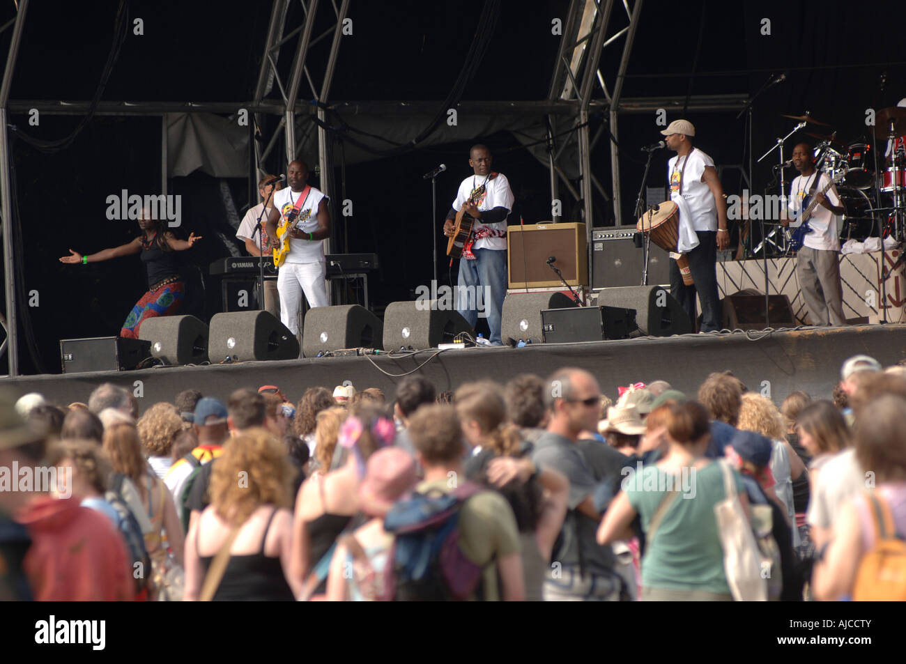 A world music band play the main stage at the WOMAD festival which ...