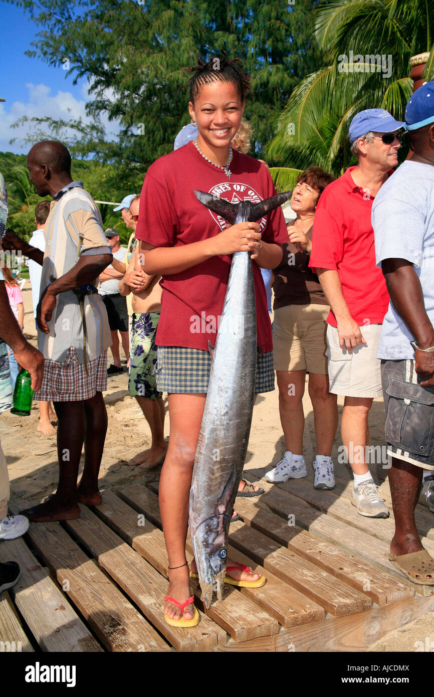 Girl with her catch at The Nevis Fishing Competition in the Caribbean ...