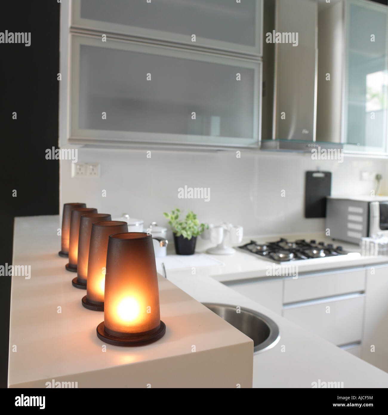 Close-up of lights on kitchen counter Stock Photo - Alamy