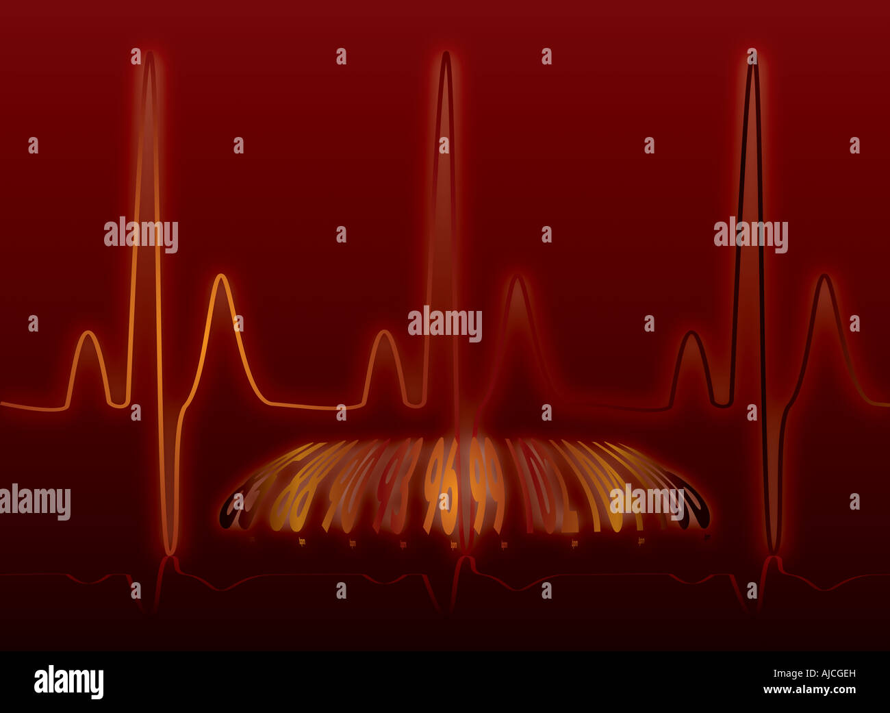heartbeat monitor with bpm readout overlayed on top of the heart line ...