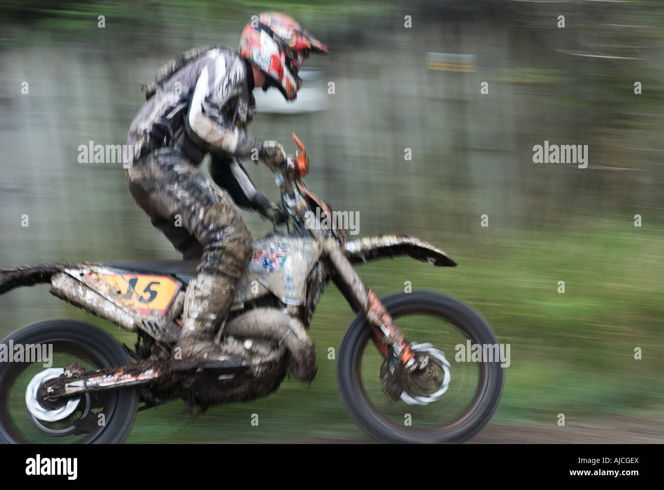 Motorcyclist on an Enduro track Stock Photo - Alamy