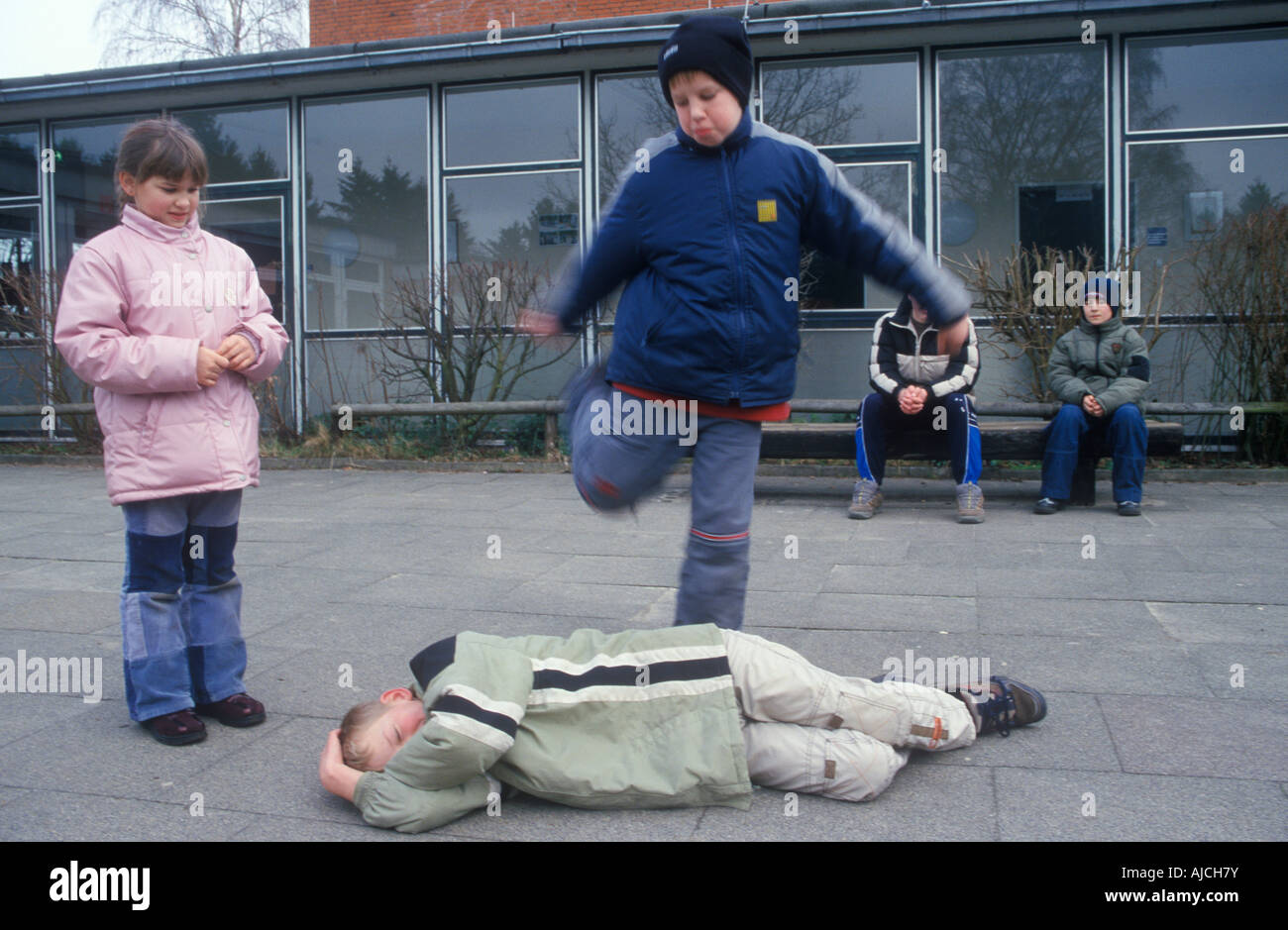 Children Kicking Each Other
