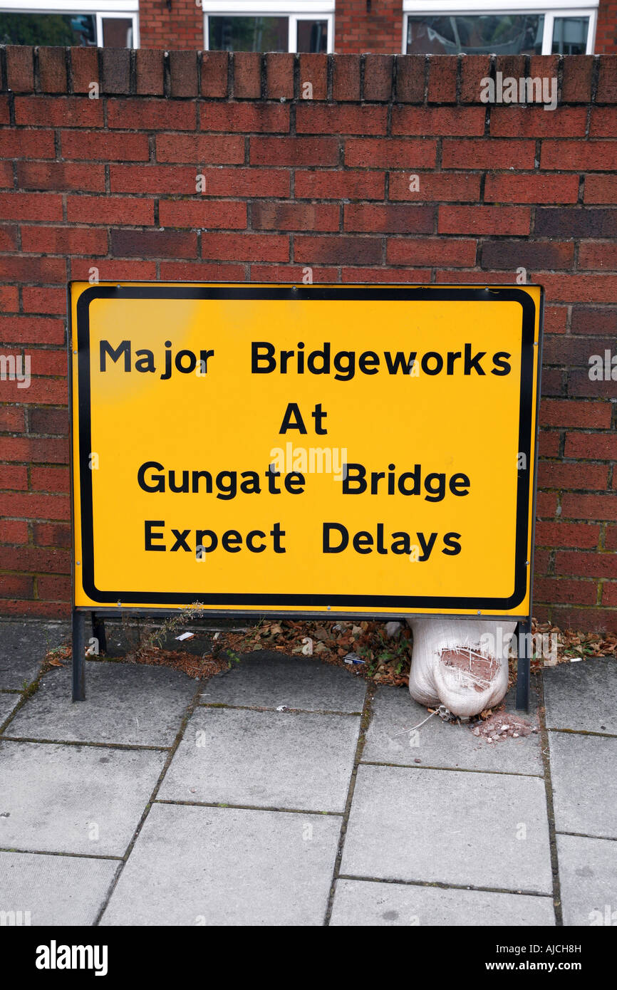 Roadworks Delay sign 002 Stock Photo - Alamy