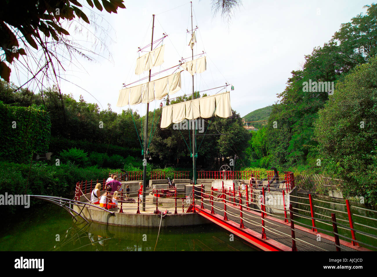 Galleon Ship or Boat made of concrete at Pinocchio Park in Collodi ...