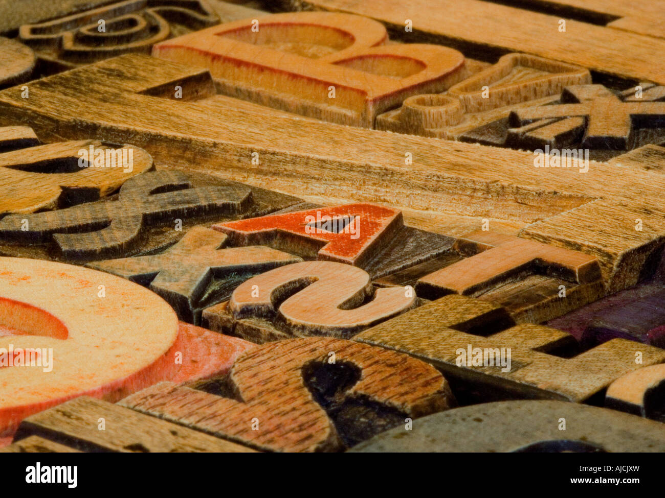 Old Victorian printing letters for a letterpress to print the reversed ...