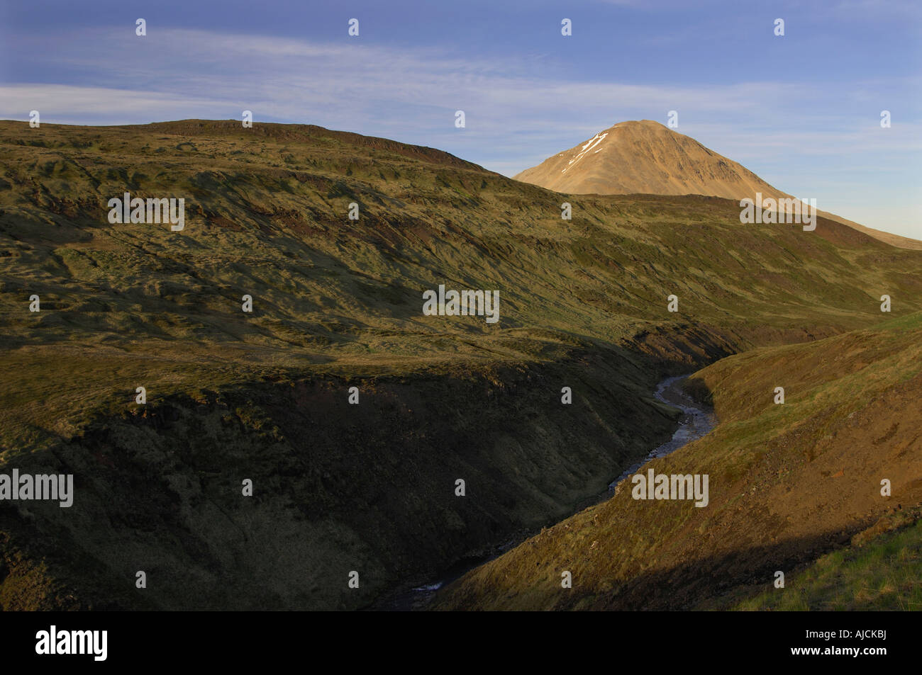 The isolated peak known as Baula near Dalsmynni in the Nordura valley ...