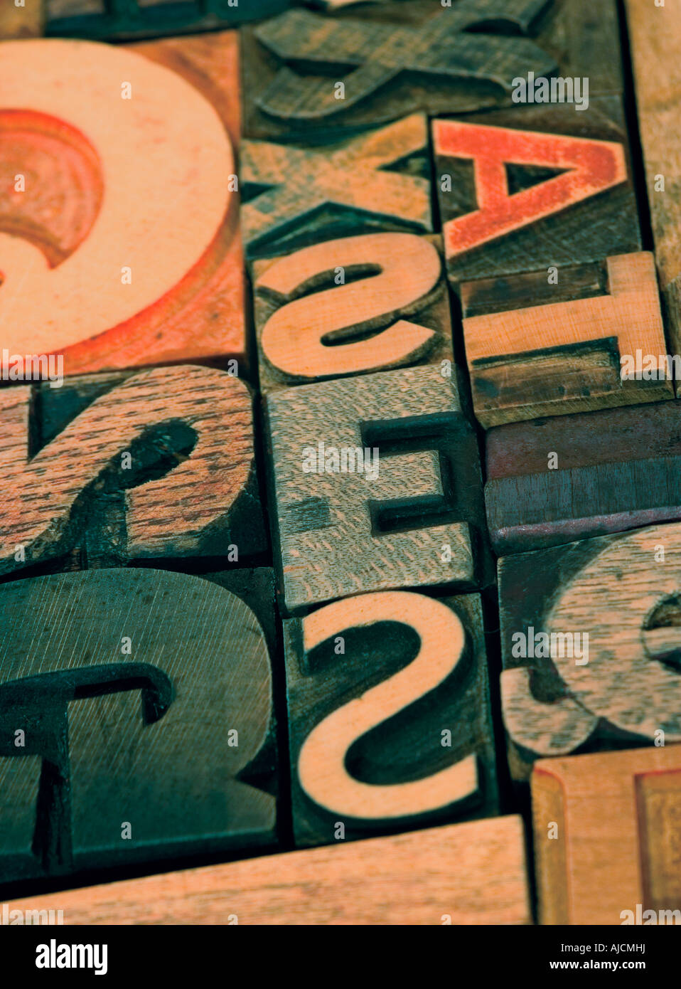 Old Victorian printing letters for a letterpress to print the reversed ...