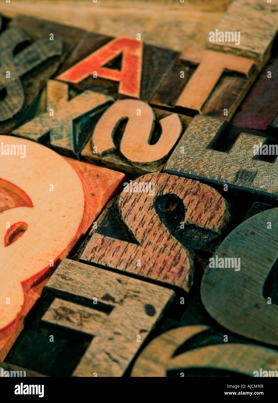 Old Victorian printing letters for a letterpress to print the reversed ...
