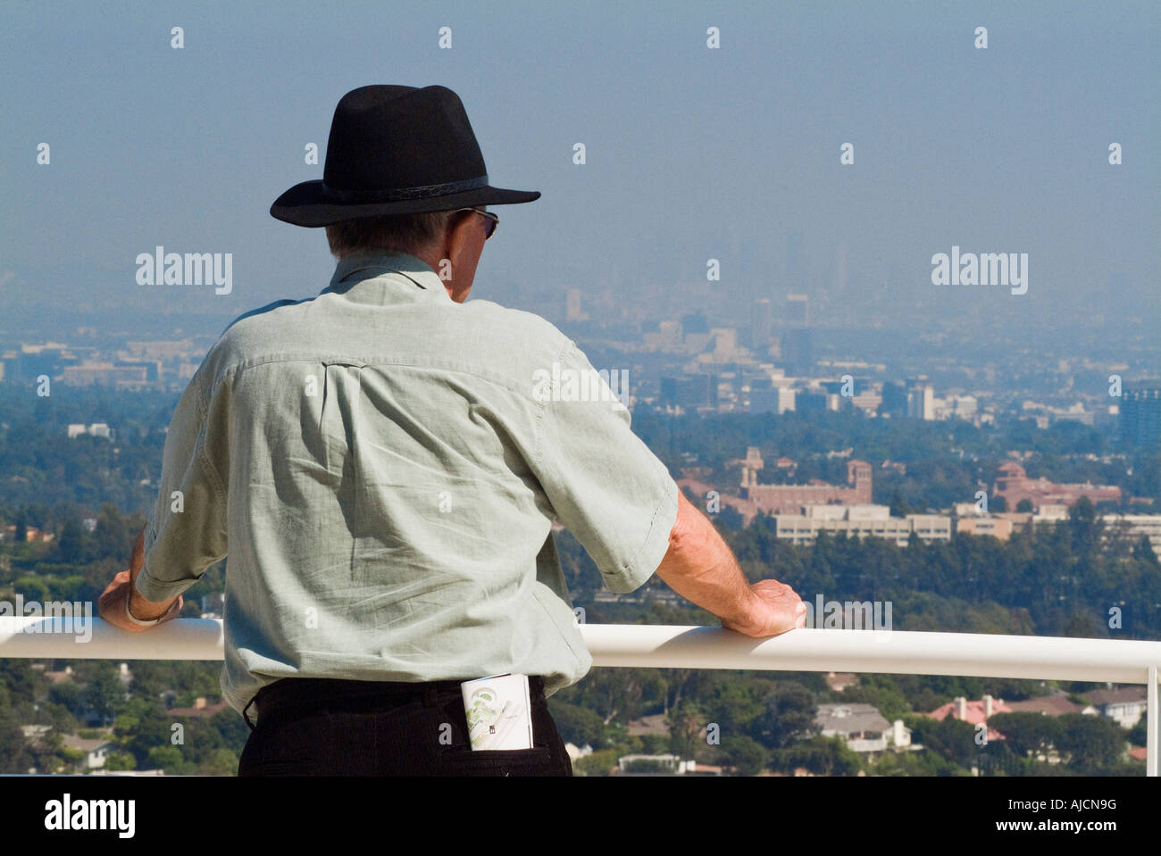 Man viewing city from overlook in Los Angeles Stock Photo - Alamy