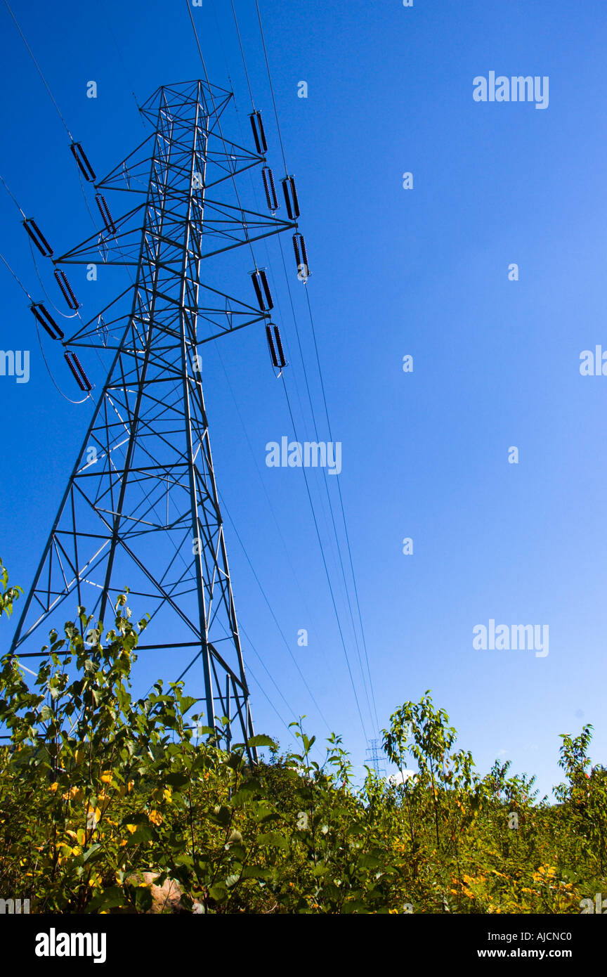 Electric pwer transmission line and towers Quebec north Stock Photo - Alamy