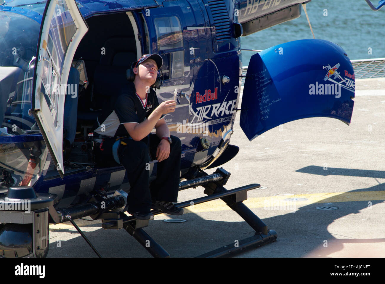 man sitted in a helicopter Stock Photo - Alamy