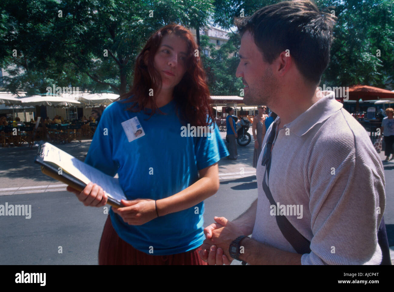 Woman taking survey hi-res stock photography and images - Alamy