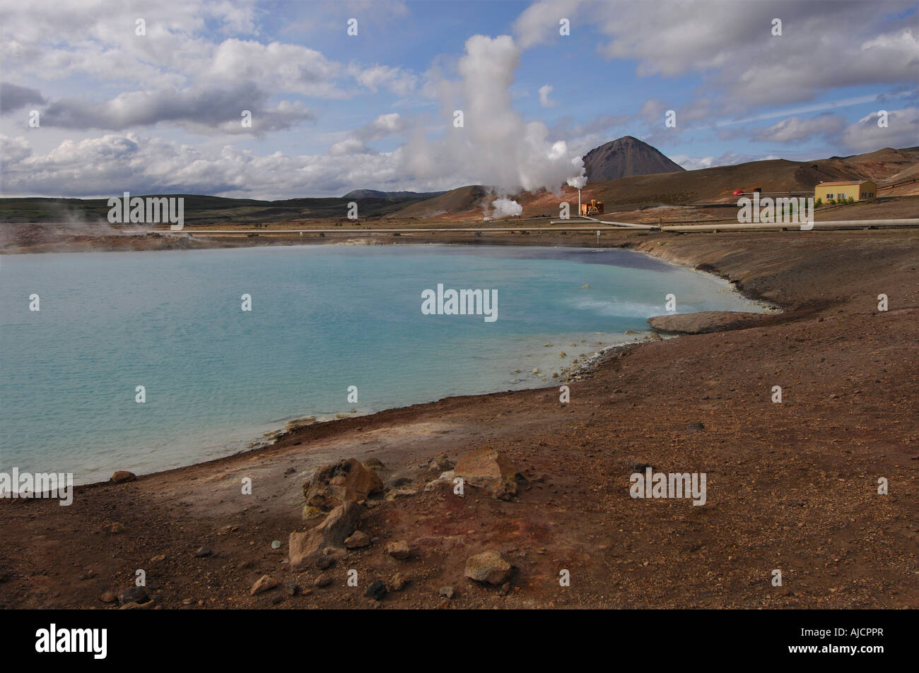 Geothermal lagoon at Bjarnarflag geothermal area near Myvatn north ...