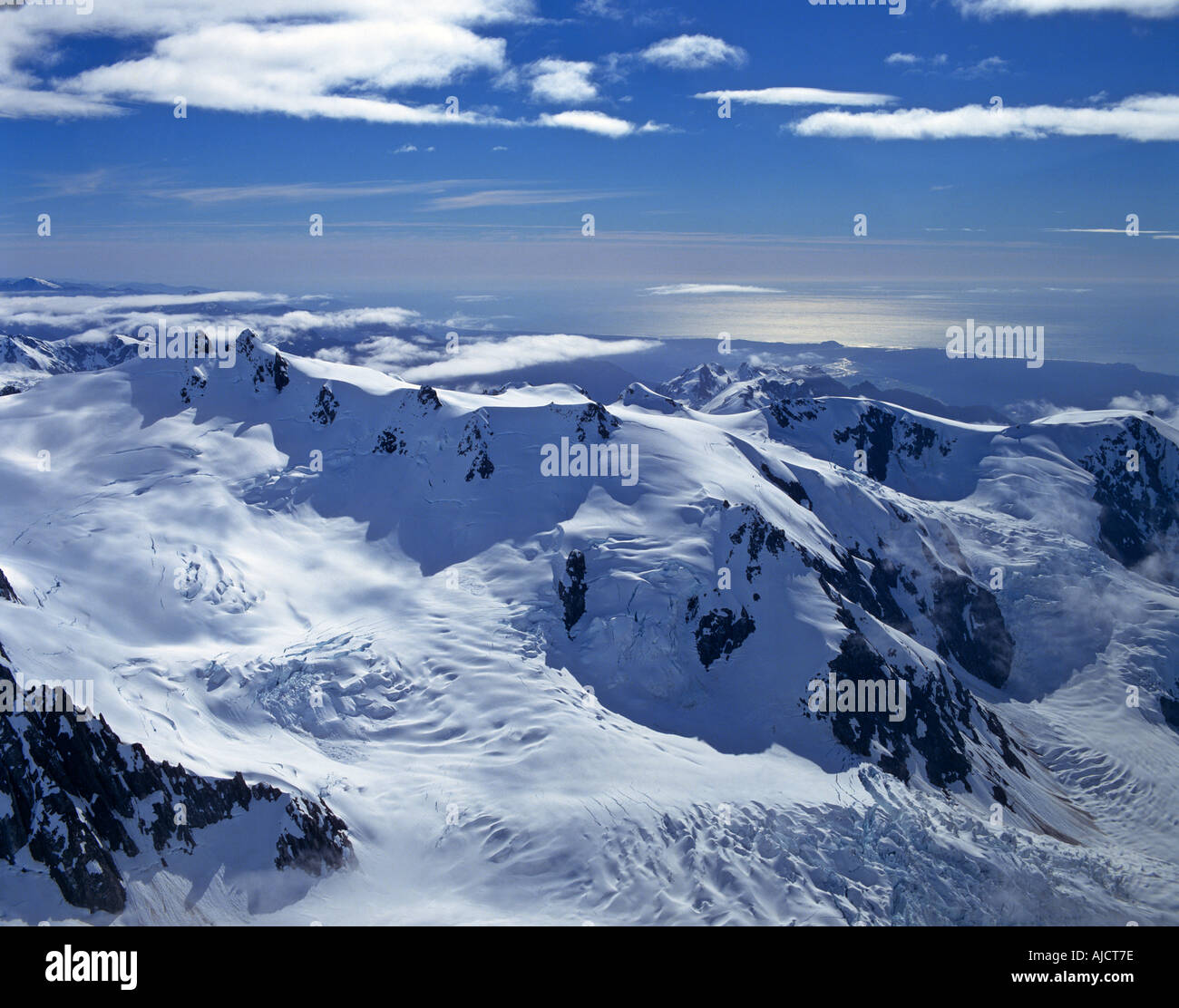 Aerial view of Mount Cook range Southern Alps New Zealand Stock Photo ...