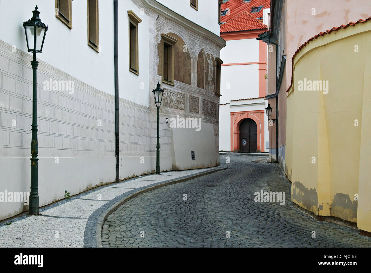 Cobblestone Street in the Prague Castle and Hradcany Region of Prague ...