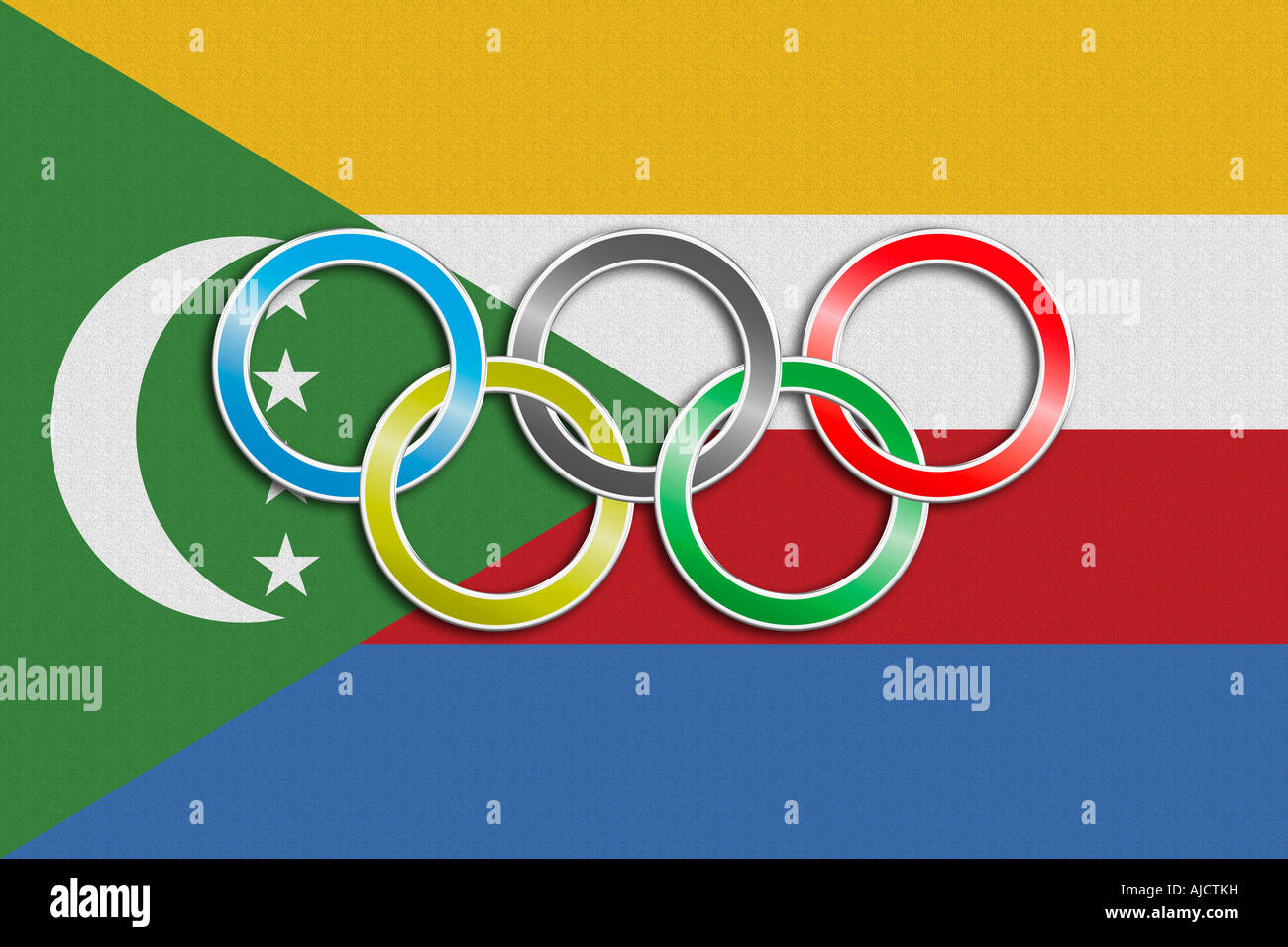 Flag of Comoro with olympic symbol Stock Photo - Alamy