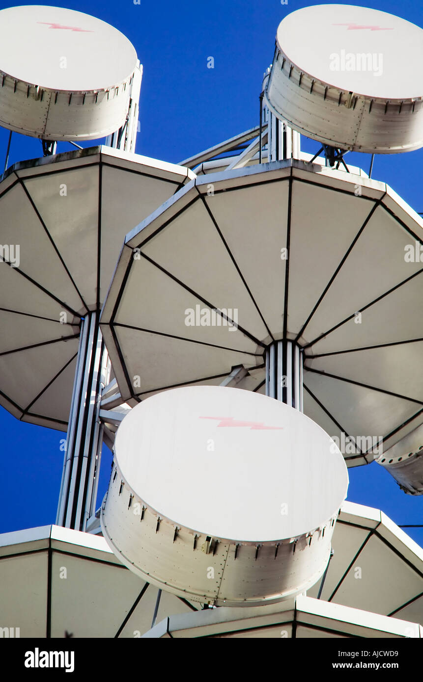 Microwave communications tower and antenna Stock Photo - Alamy