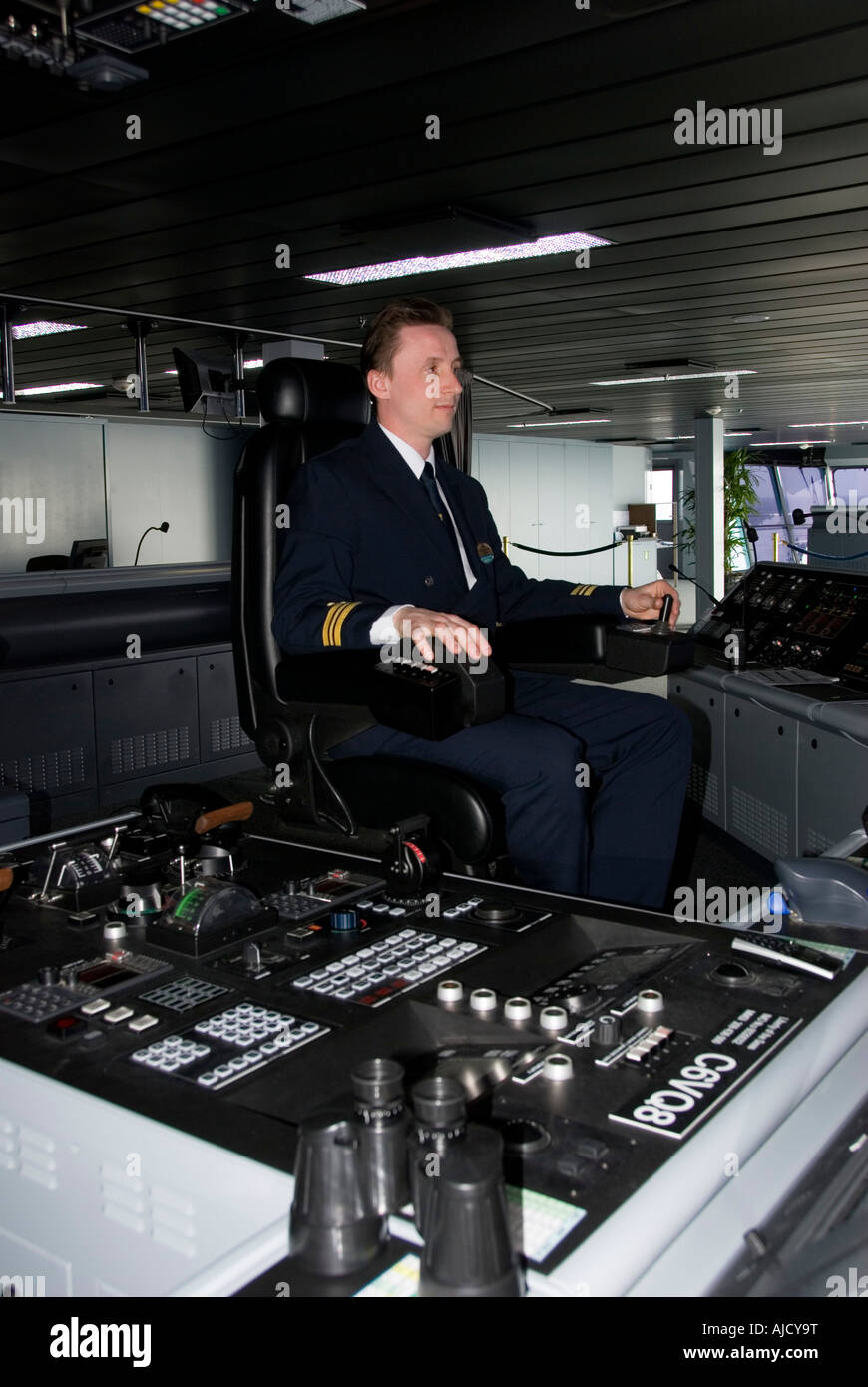 Captain on the bridge, Liberty of the Seas, largest cruise ship in the ...