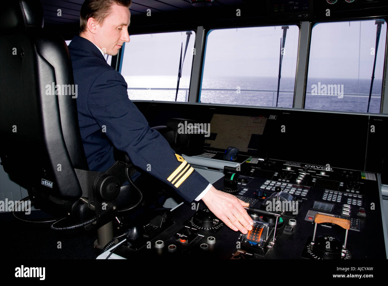Captain on the bridge, Liberty of the Seas, largest cruise ship in the ...