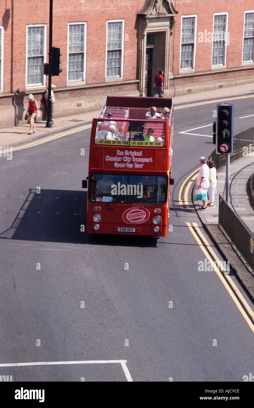 Open top tour bus in Chester Stock Photo - Alamy