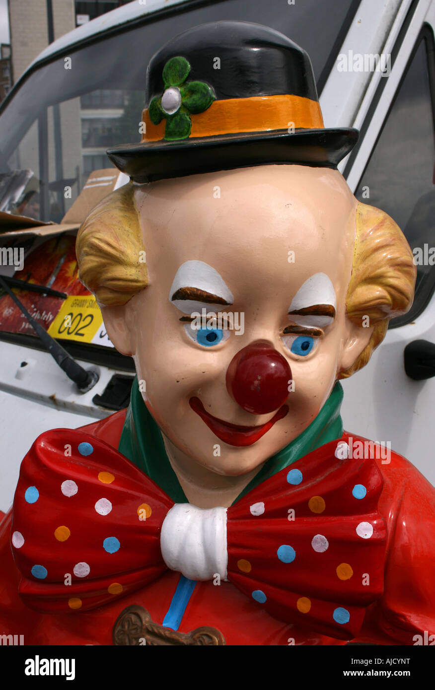 Old plastic clown for sale on stall at the Braderie, Lille, France ...