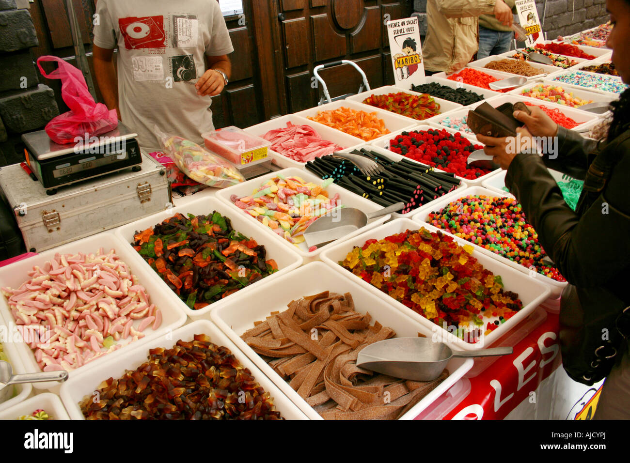 Sweet stall stall at the Braderie, Lille, France, 2007 Stock Photo - Alamy