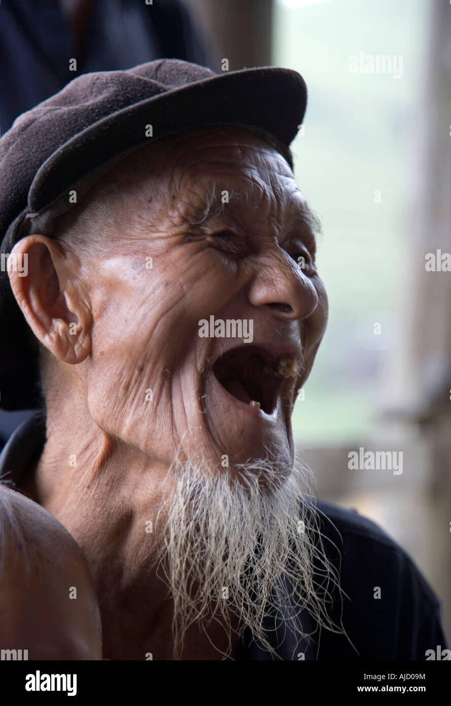 Yao elder doing world's biggest laugh Guilin China Stock Photo - Alamy