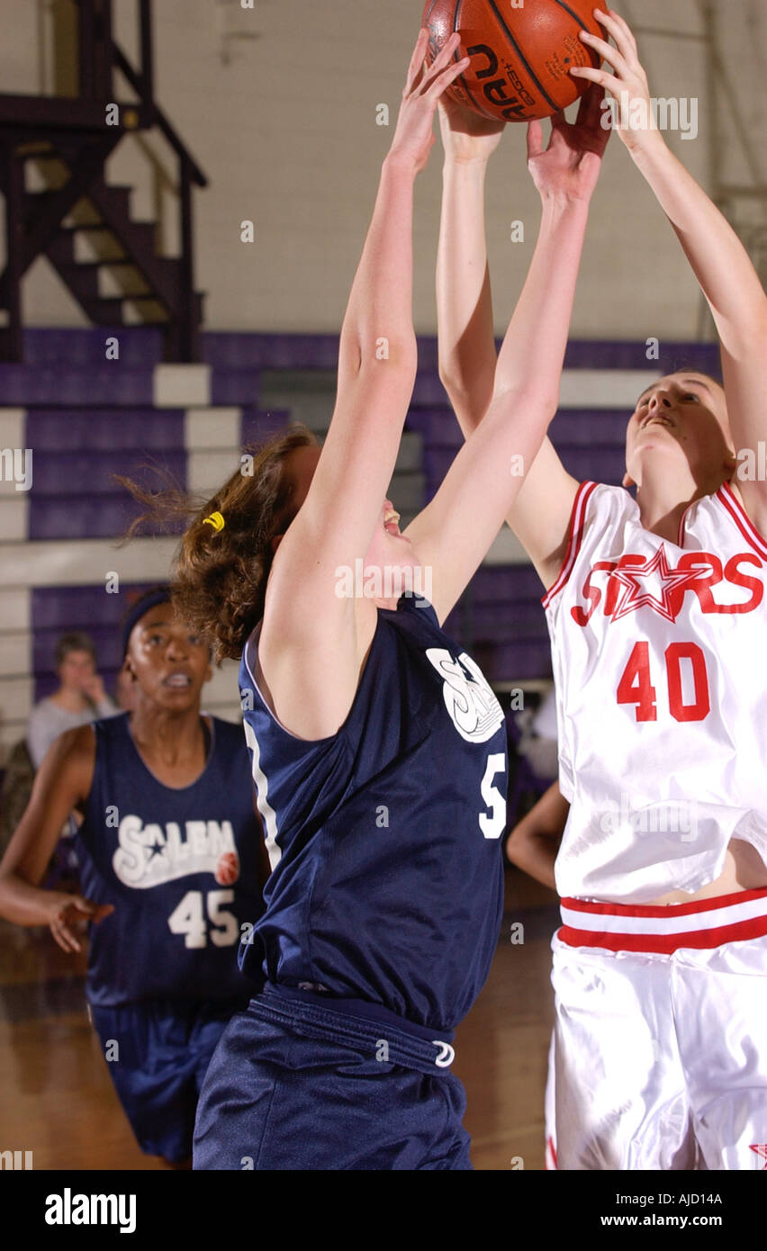 Action from youth girls basketball game Stock Photo - Alamy
