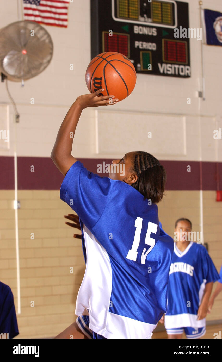 Action from youth girls basketball game Stock Photo - Alamy