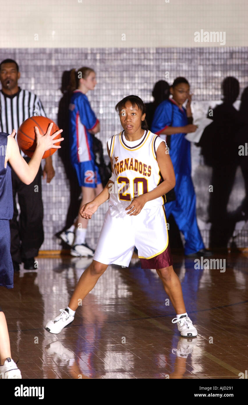 Action from youth girls basketball game Stock Photo - Alamy