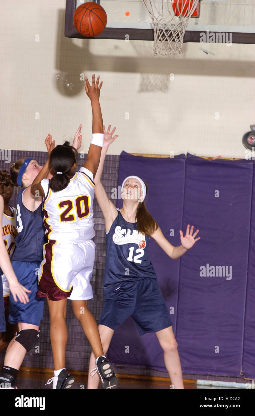 Action from youth girls basketball game Stock Photo - Alamy