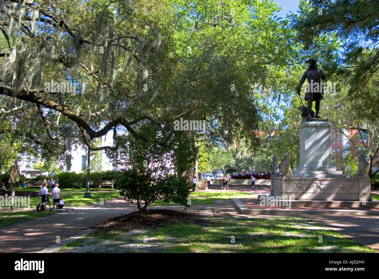 Bronze statue of General James Oglethorpe in Chippewa Square in ...