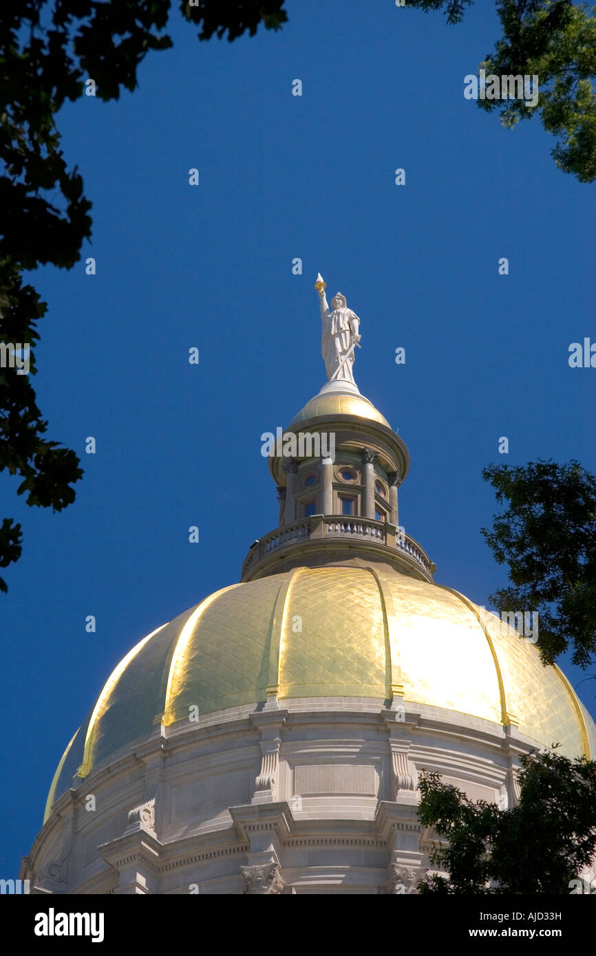 The gold leaf dome and Miss Freedom atop the Georgia State Capitol ...