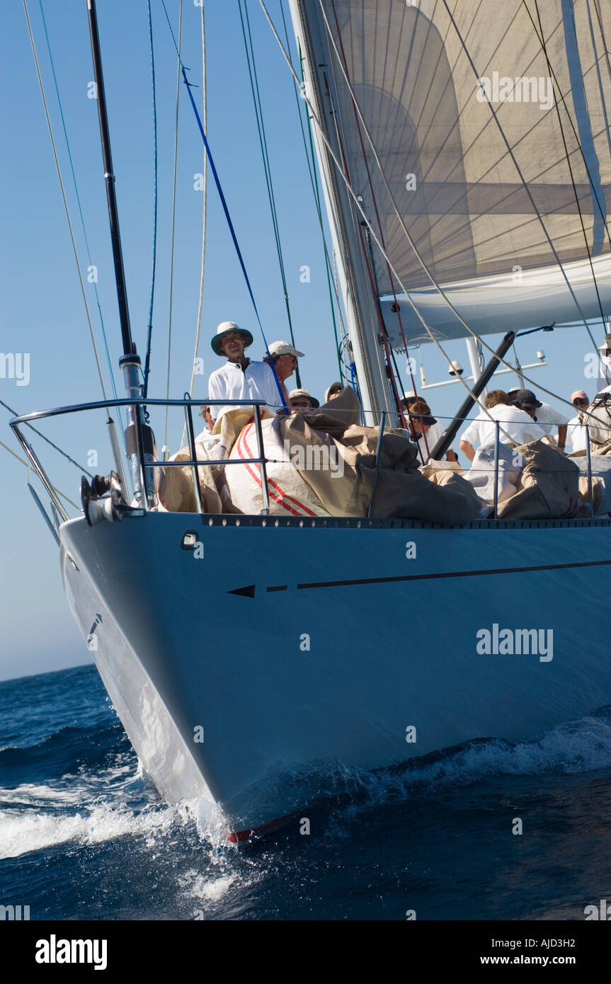 Crew on sailboat on ocean Stock Photo - Alamy