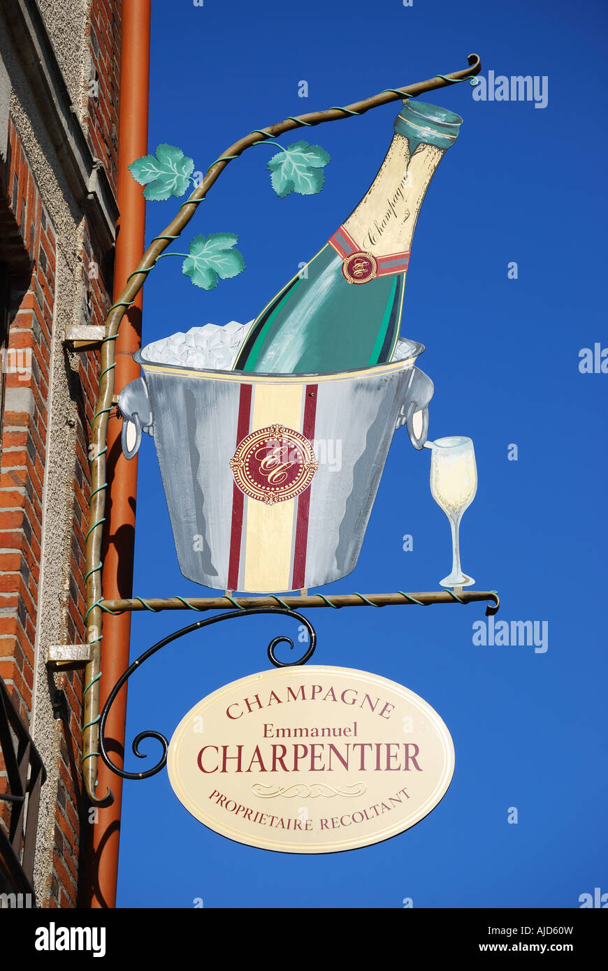 Wrought iron champagne cellar signs, Fleury-la-Riviere, Marne ...
