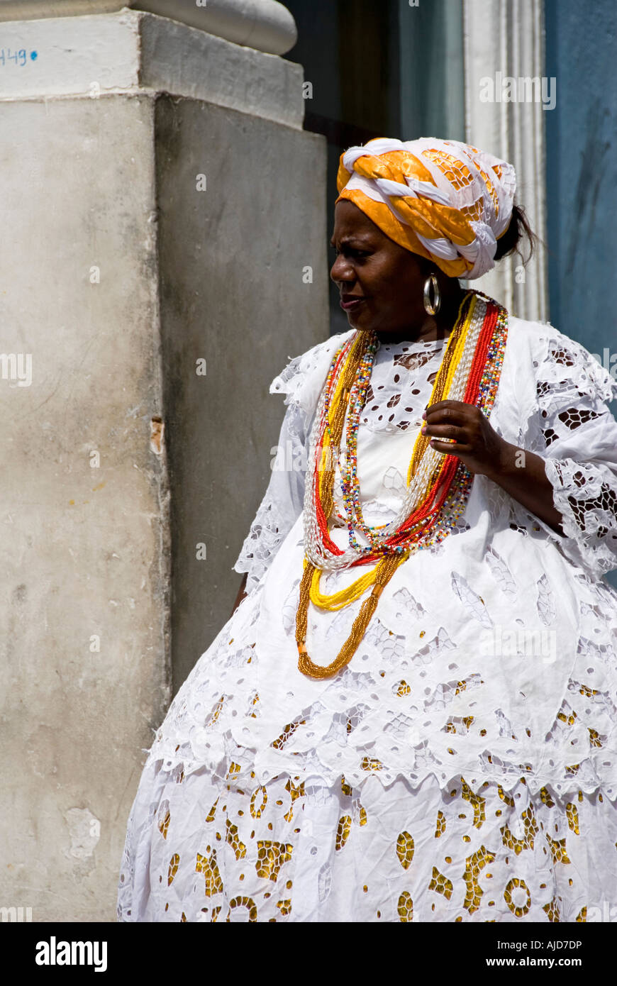 Bahia Salvador Bahia woman in traditional dress Brazil South America ...
