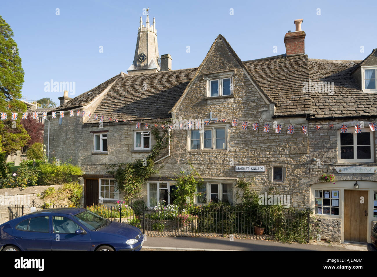 The Market Square in the Cotswold village of Minchinhampton ...