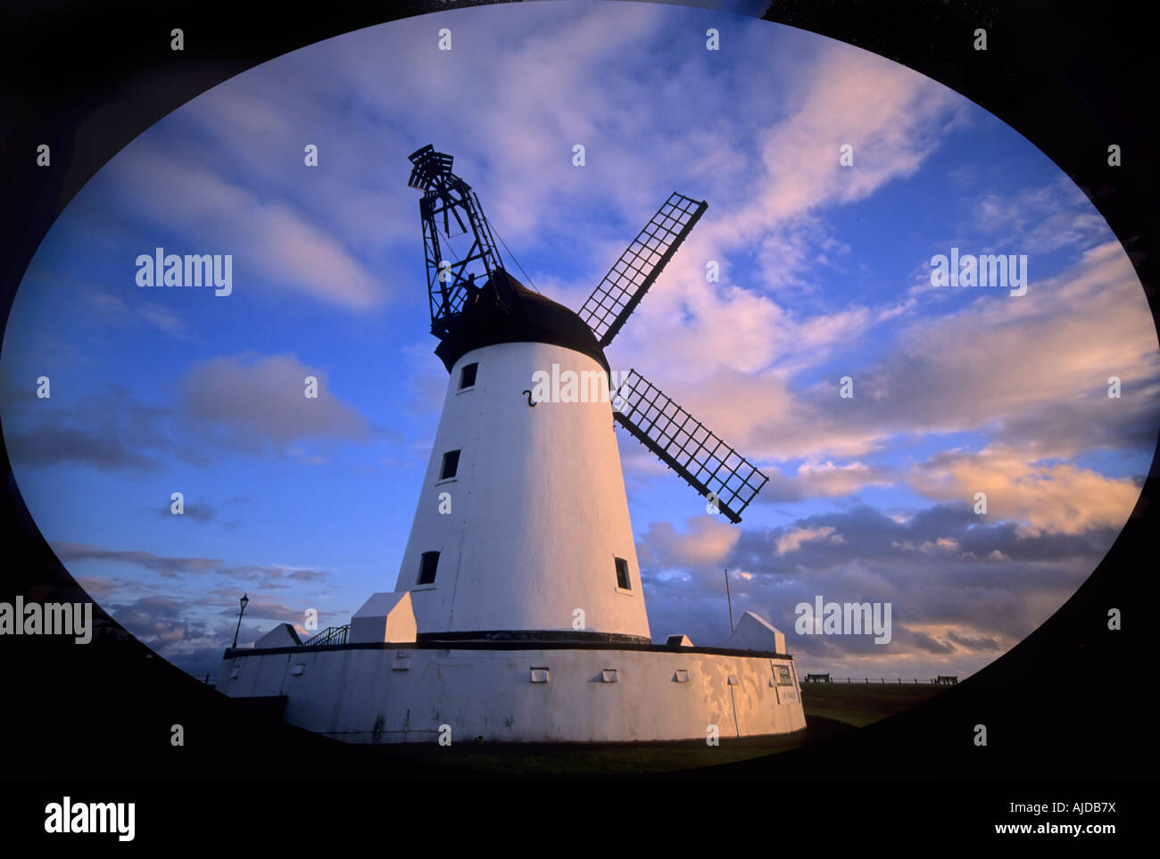 Lytham St Annes Windmill wind mill evening Oval frame Stock Photo - Alamy