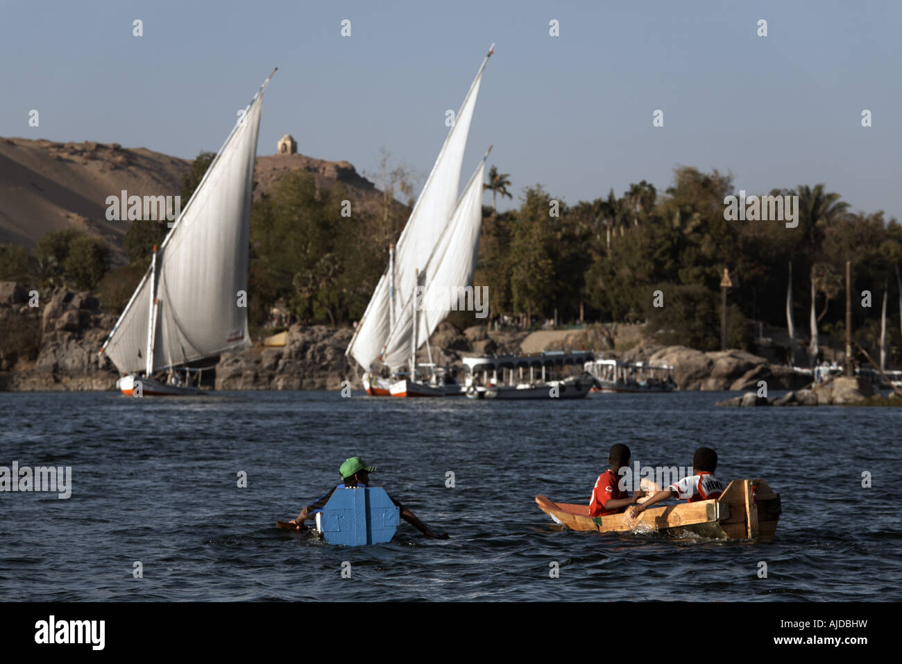 Kids enjoying the river Nile at Aswan Stock Photo - Alamy