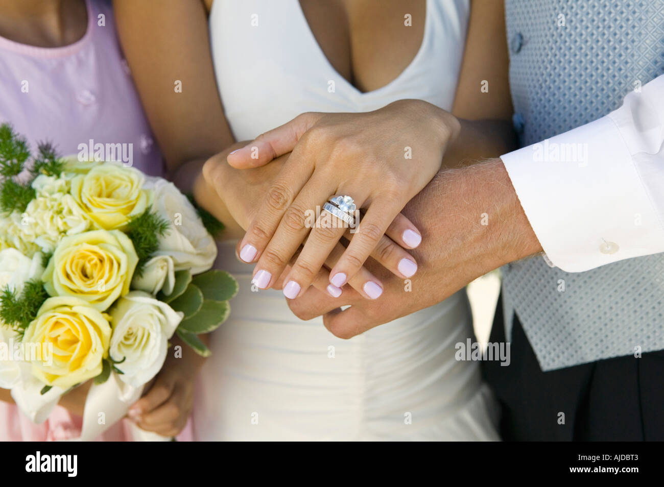 Brides hands and wedding ring, (close-up Stock Photo - Alamy