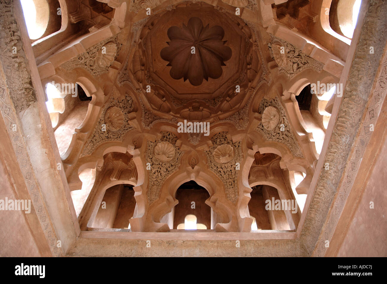 Interior stonework of the dome Koubba Ba'adiyn Marrakesh Morocco Stock ...