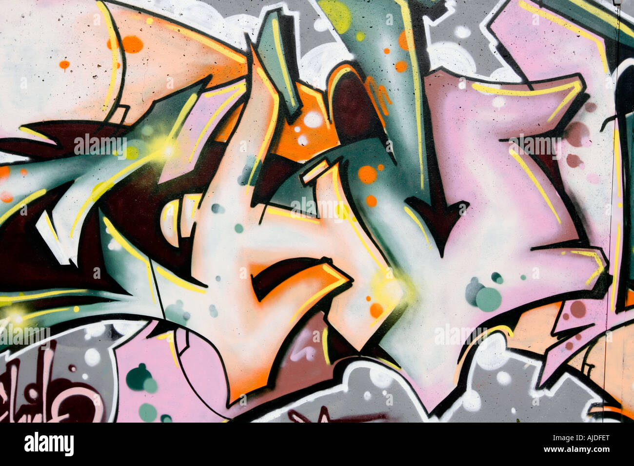Inner city background with colorful graffiti Stock Photo - Alamy