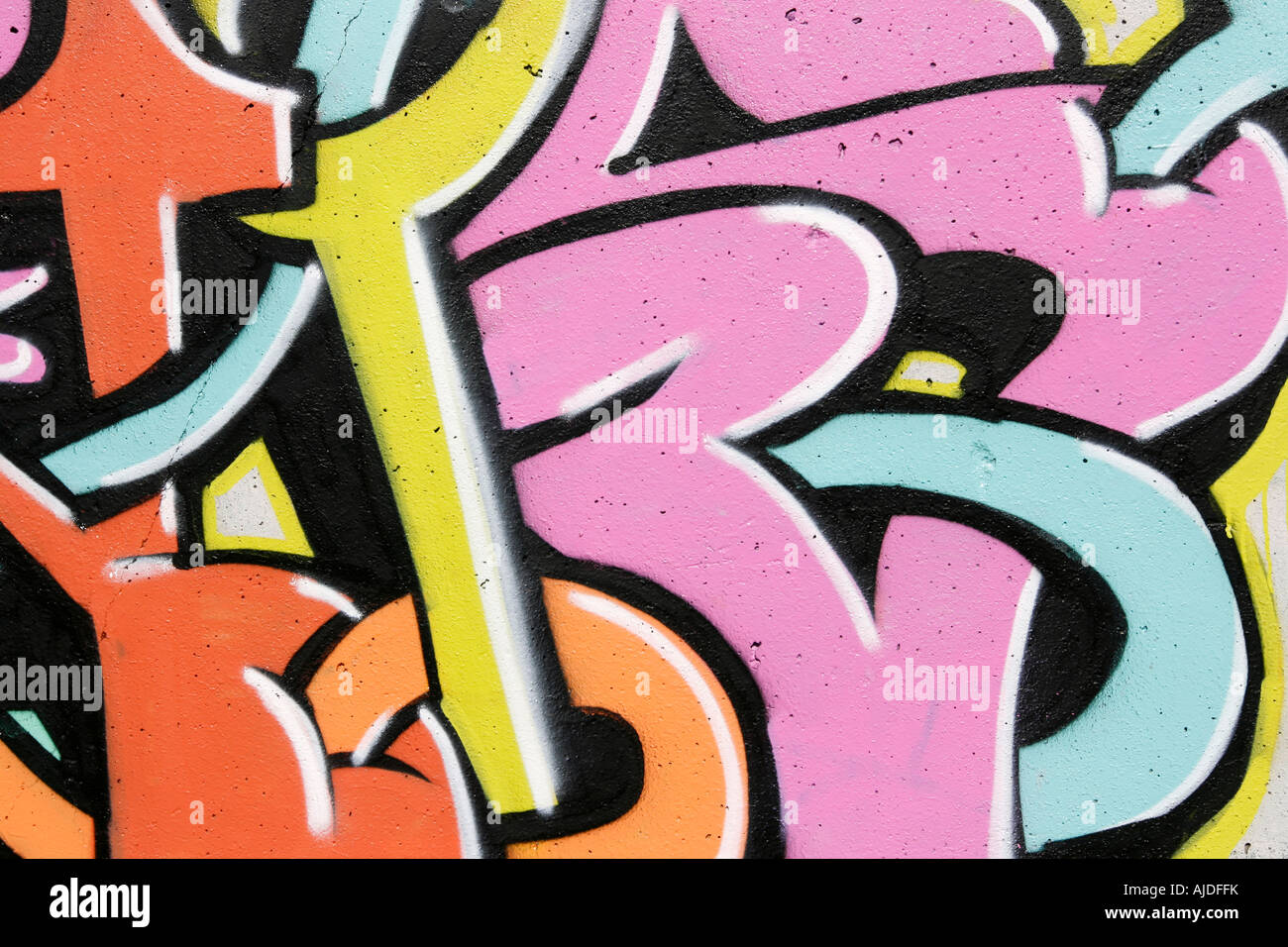 Inner city background with colorful graffiti Stock Photo - Alamy