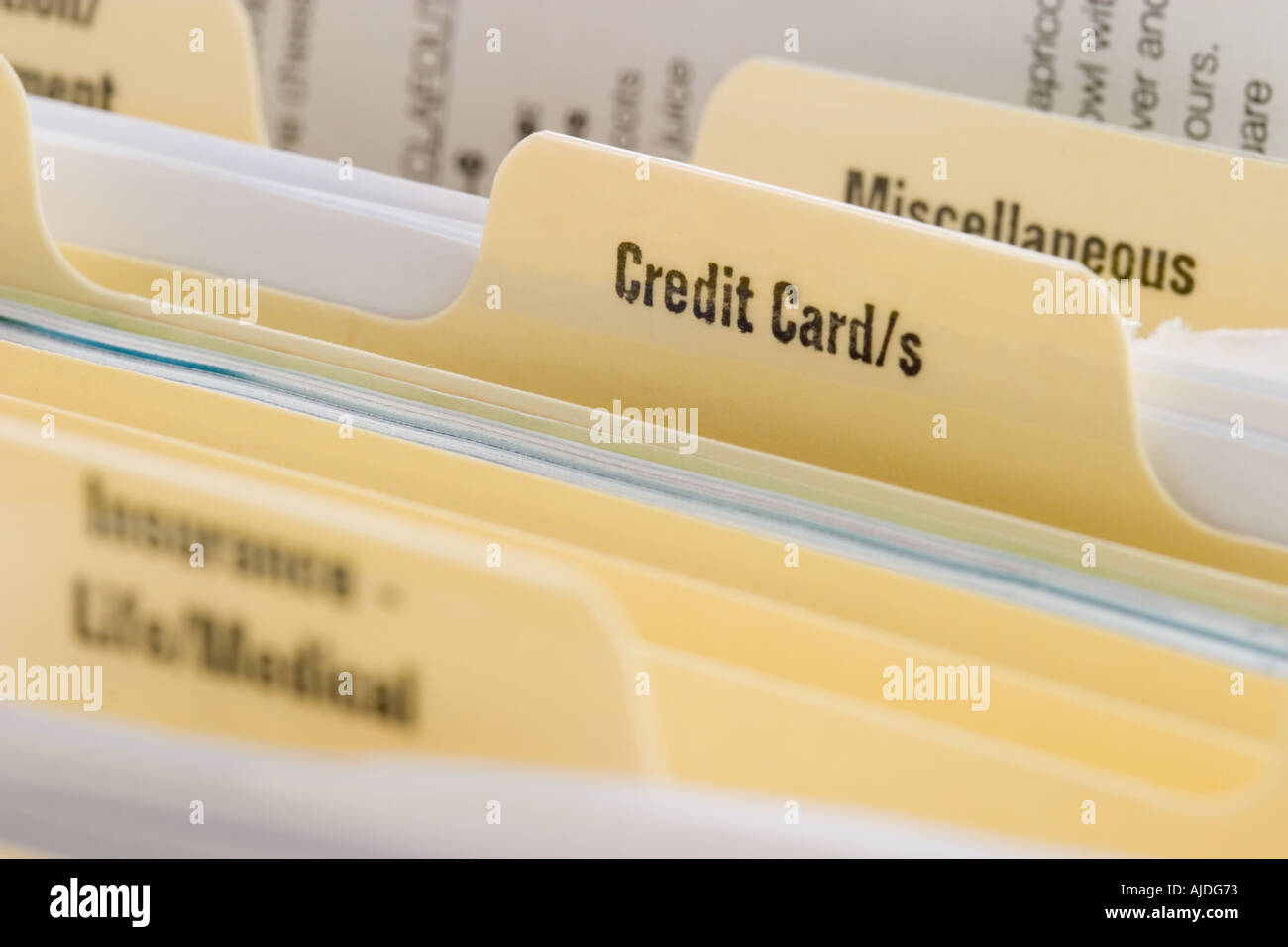 Credit Card filing tab Stock Photo - Alamy