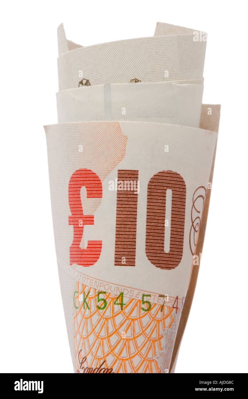 Roll of British ten pound notes Stock Photo - Alamy