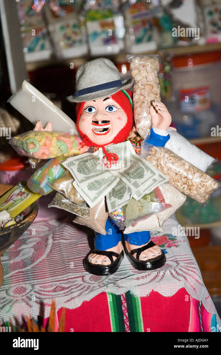 Ekeko the household god doll in a shop in the Witch’s Market, Mercado ...