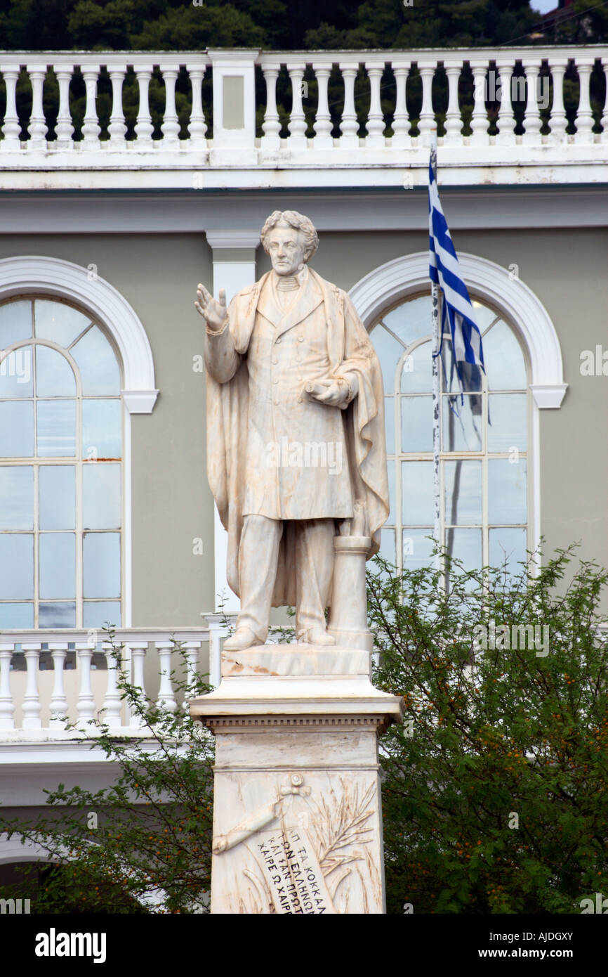 The statue of Dionysios Solomos in Solomos Square, Zakynthos town ...